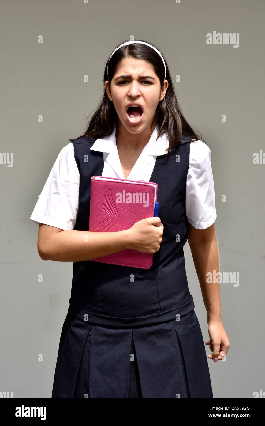 An Anxious School Girl Stock Photo - Alamy