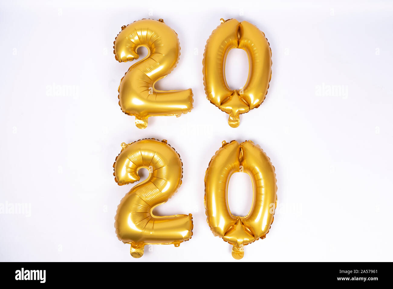 2020 number of frustrated gold balloons isolated on white background ...