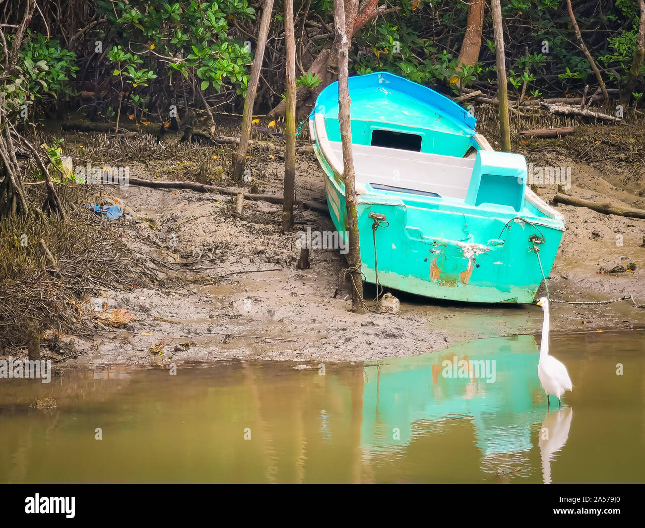 Sua, Ecuador, October 03, 2019: Fishing Boats in the river of the town ...
