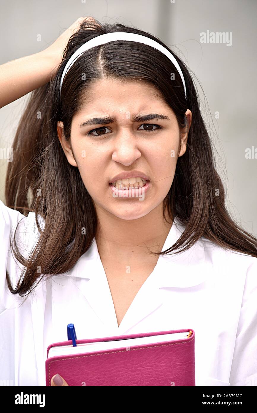 Cute School Girl Under Stress Stock Photo - Alamy