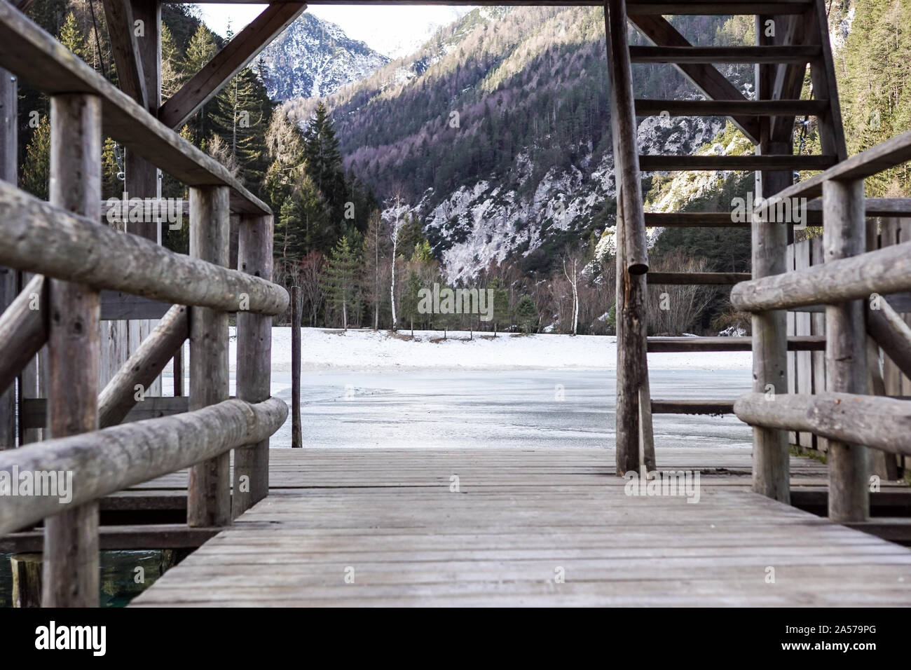Small viewing tower made of wood with metal circular stair Stock Photo ...