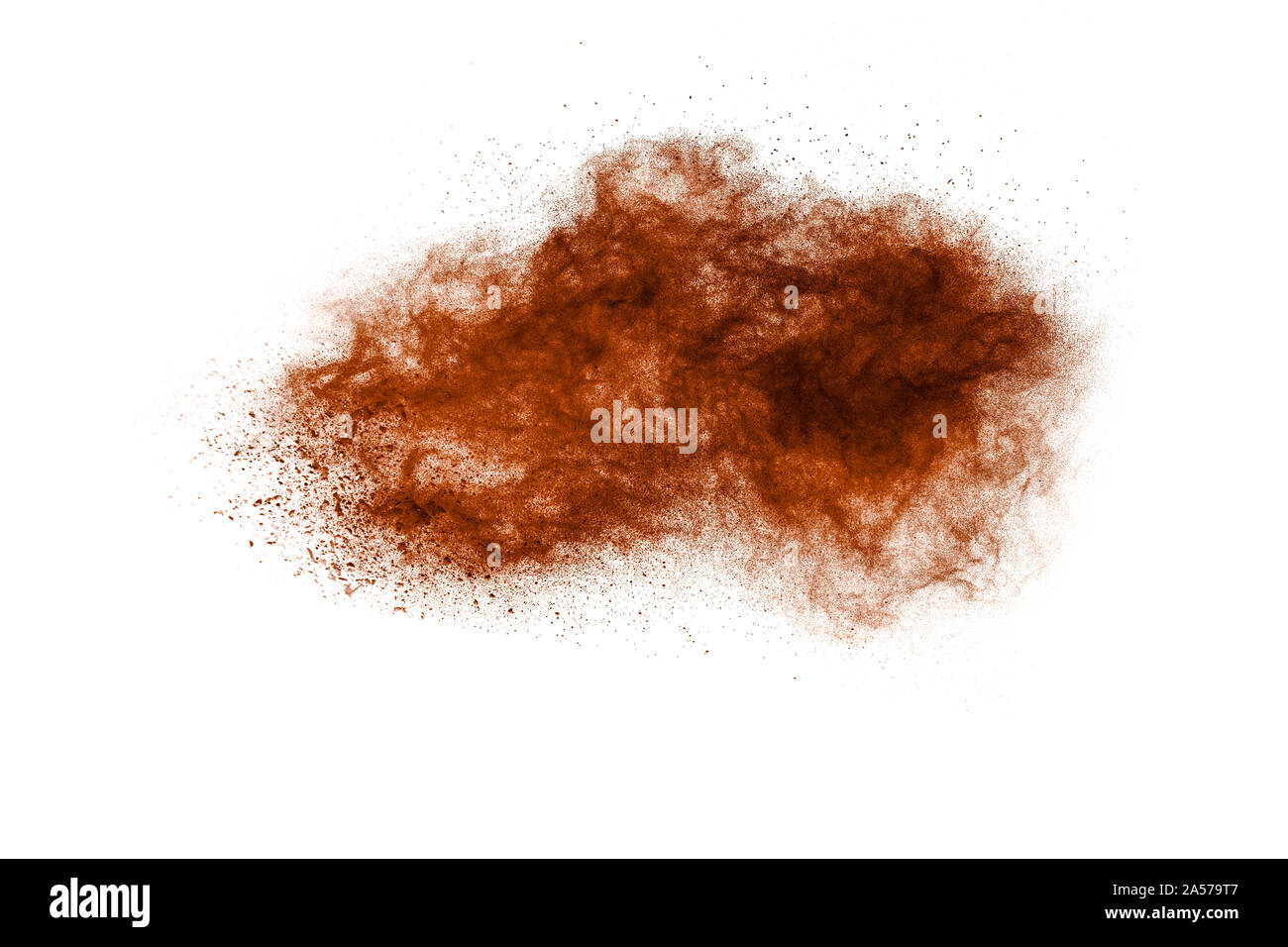 Brown dust cloud.Brown particles splattered on white background Stock ...