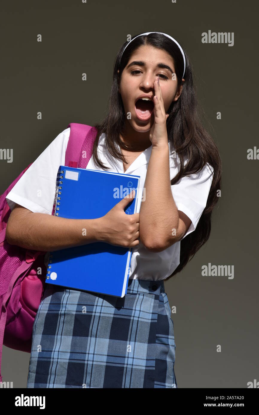Catholic Colombian Female Student Yelling Stock Photo - Alamy
