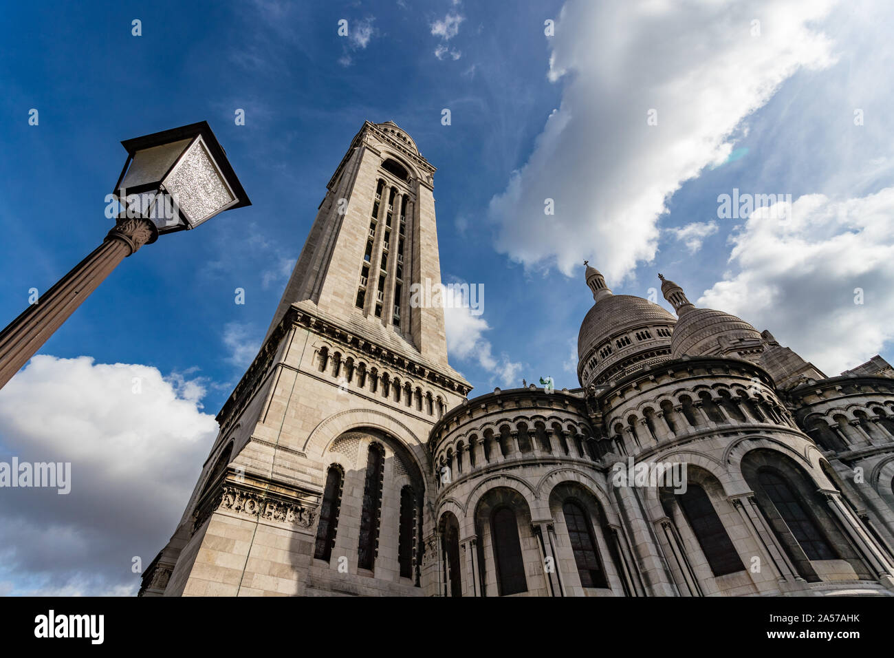 Paris, France - 30th September, 2019: Looking up at vintage Street lamp ...