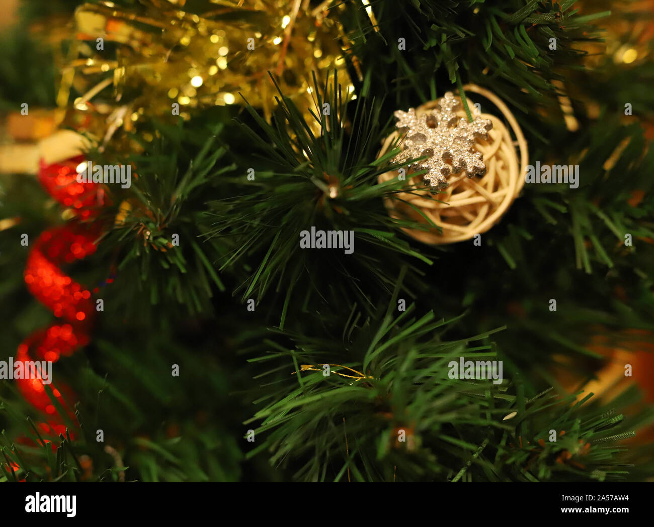 Christmas tree decorations, Christmas tree boom Stock Photo - Alamy