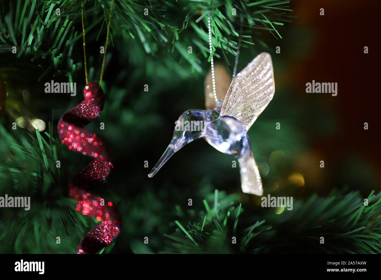 Christmas tree decorations, Christmas tree boom Stock Photo - Alamy