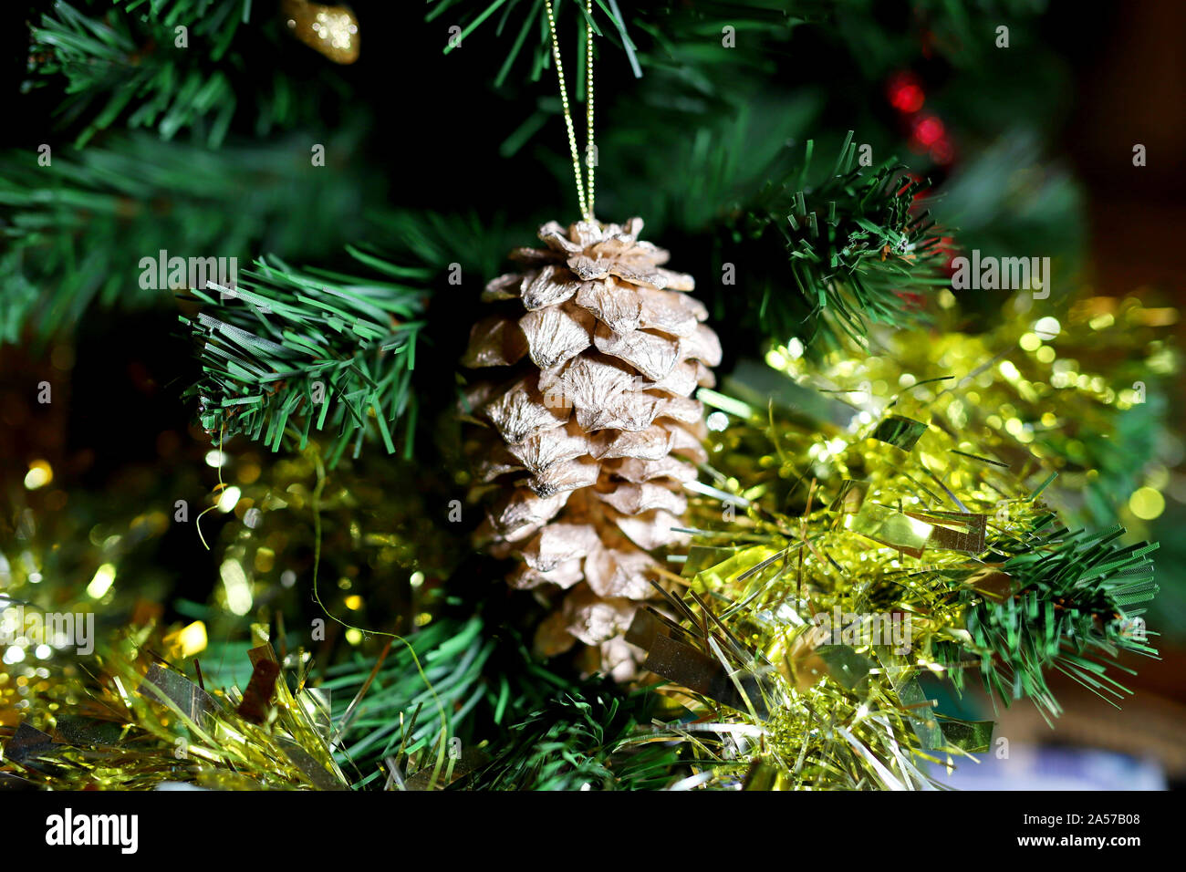 Christmas tree decorations, Christmas tree boom Stock Photo - Alamy