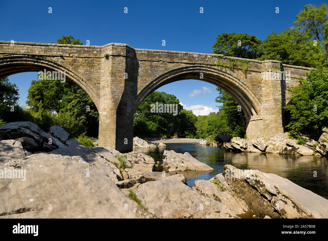 14th Century Devil's Bridge over the River Lune in Kirkby Lonsdale with ...