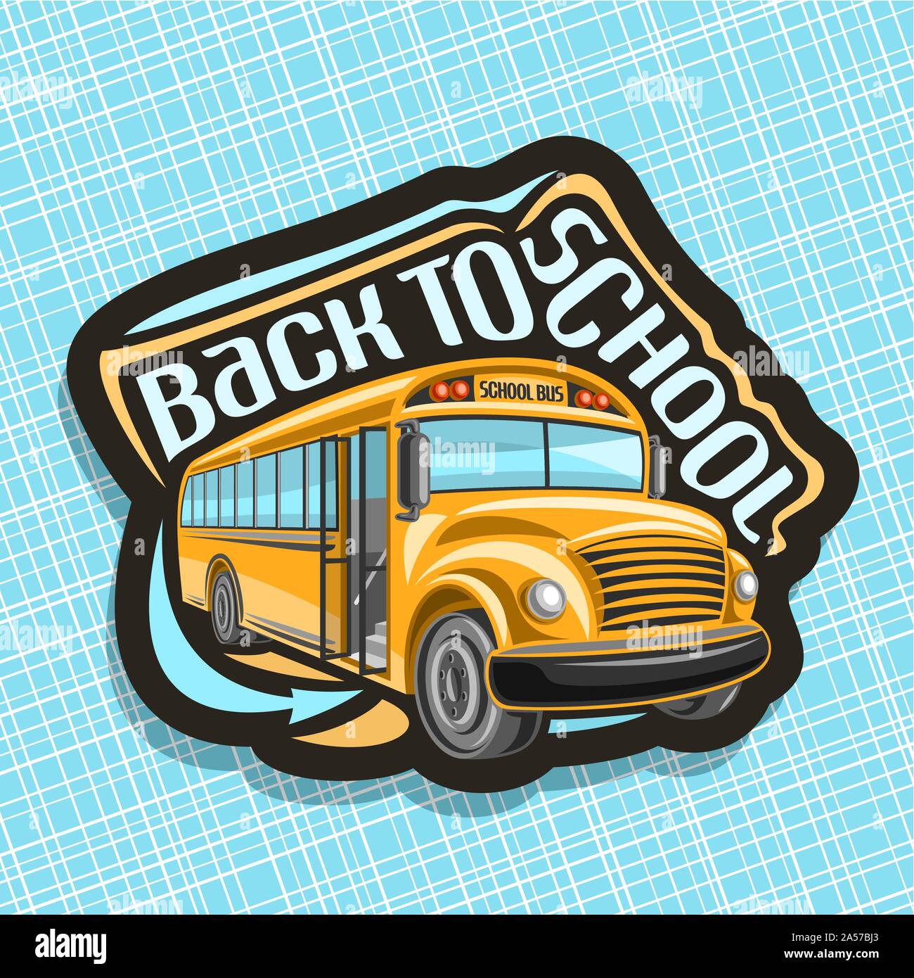Vector logo for School Bus, orange empty schoolbus with an open door ...