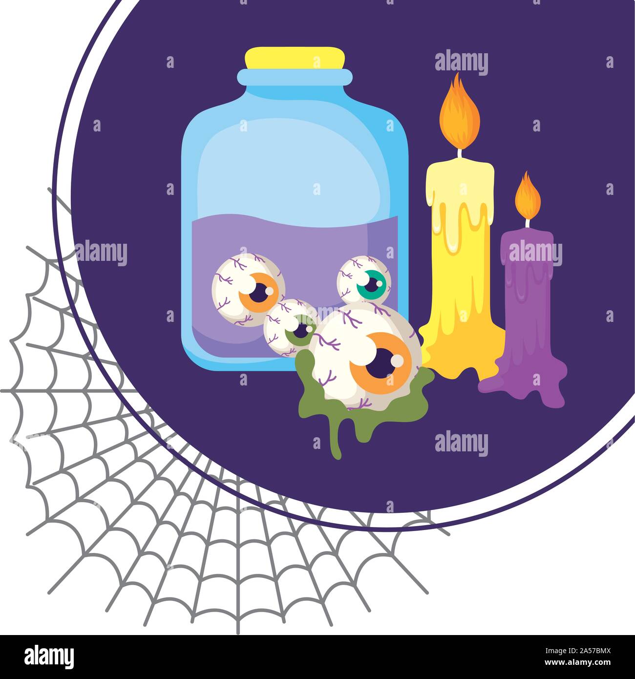 jar with eyes scary halloween on white background vector illustration ...