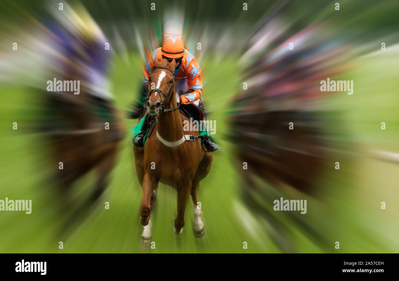 horse and jockey race action Motion blur effect Stock Photo - Alamy