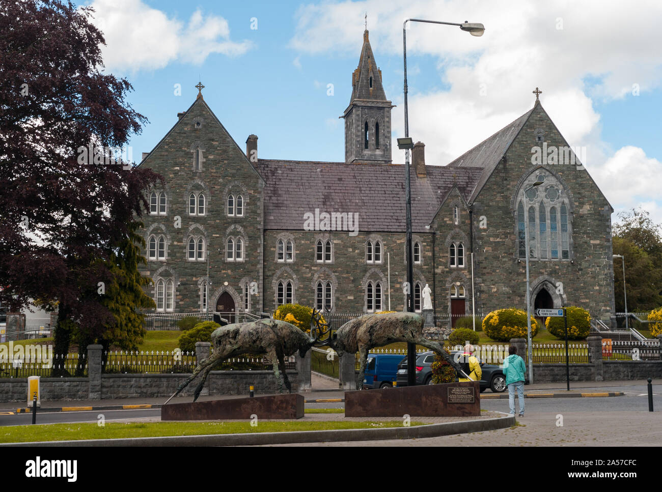 Killarney, Ireland - 14th June, 2019: Fighting Red Stag statue and ...
