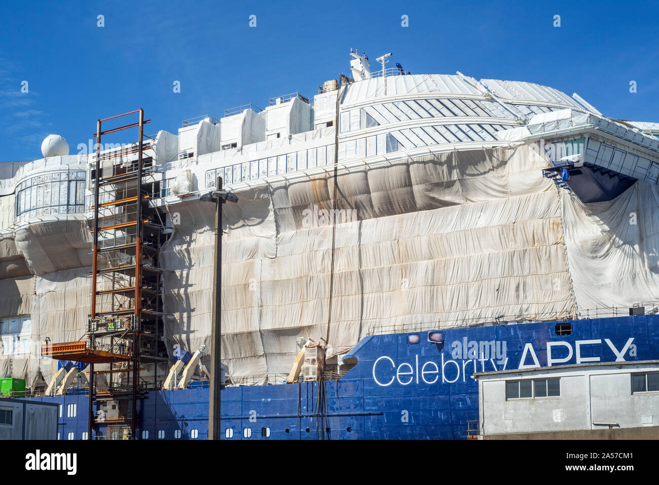 Construction of the Celebrity APEX cruise ship at the Chantiers de l ...