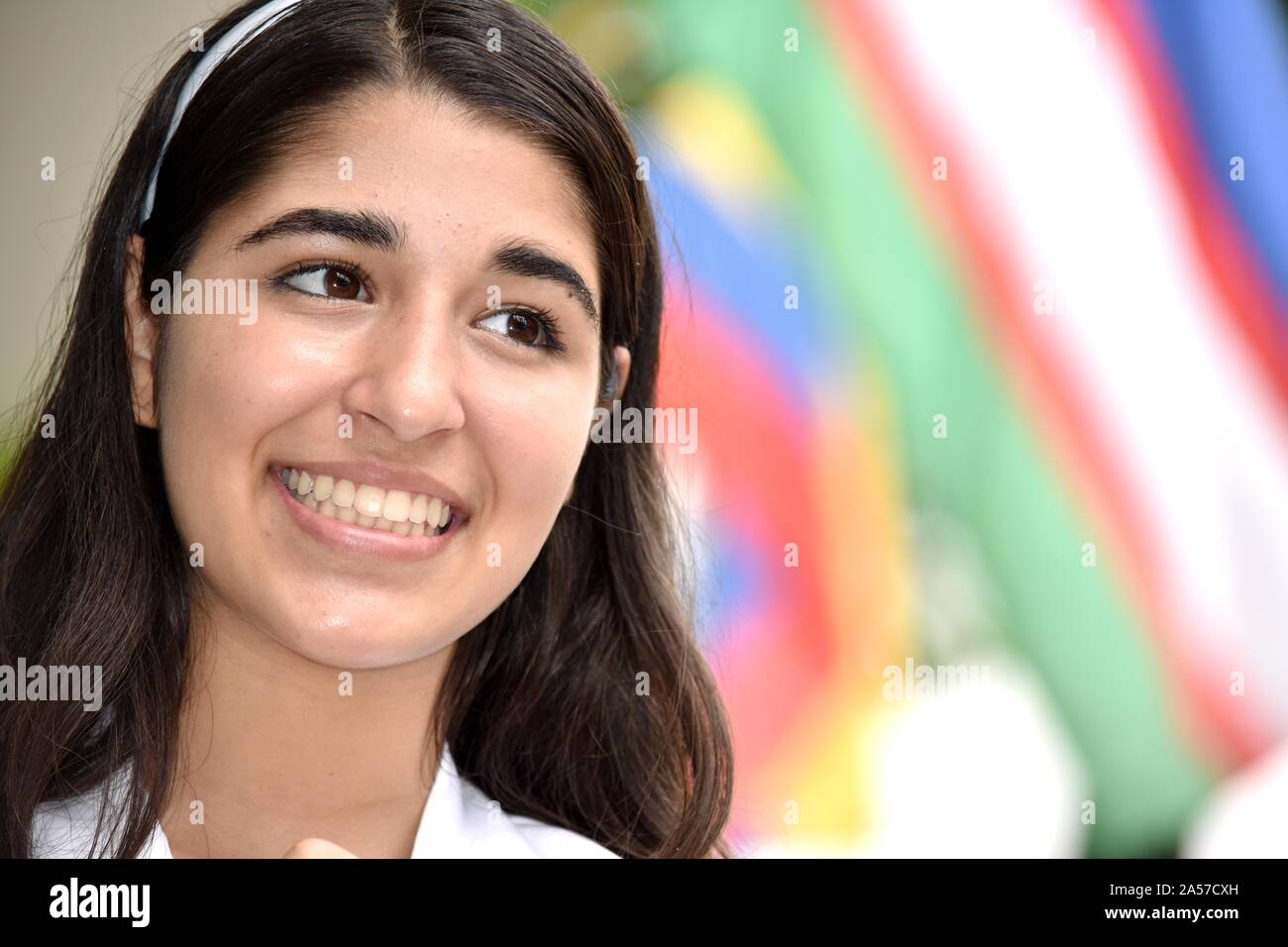 Smiling Teen Girl Foreigner Stock Photo - Alamy