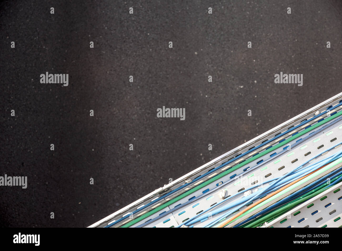 electric metal channel .electric cables inside the cable duct in an ...