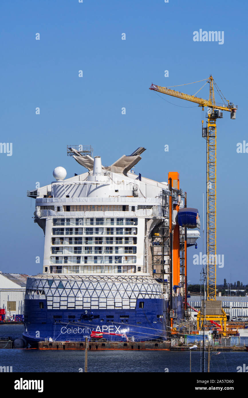 Construction of the Celebrity APEX cruise ship at the Chantiers de l ...