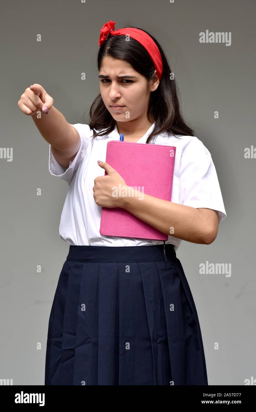 Student Teenager School Girl Pointing Stock Photo - Alamy