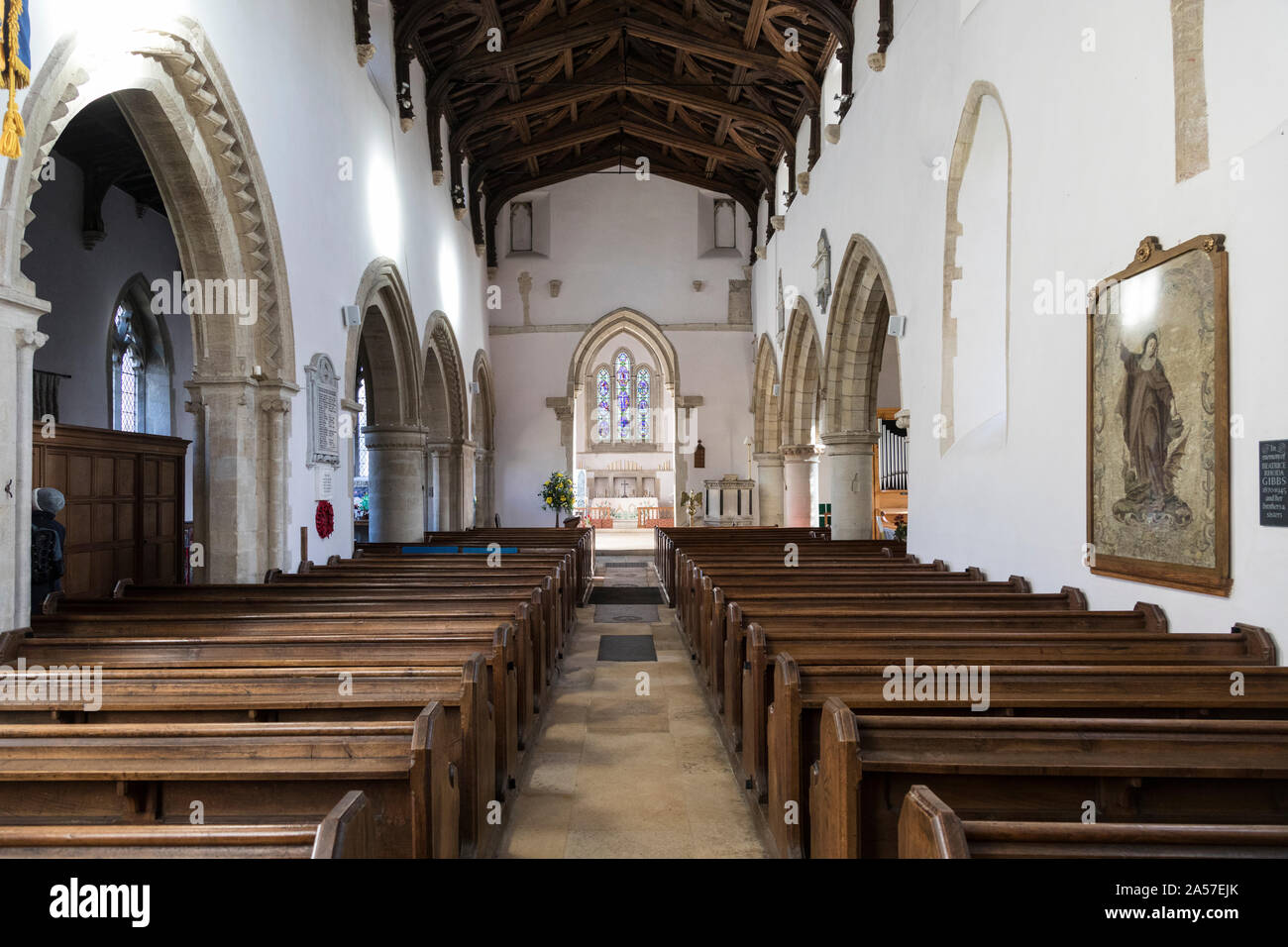 Inside the church of St Mary's in Bibury, Gloucestershire. The church ...