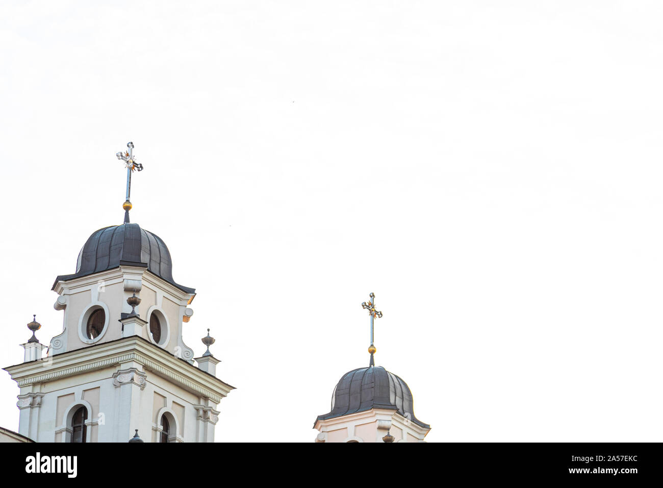 White Roman catholic church steeples Stock Photo - Alamy
