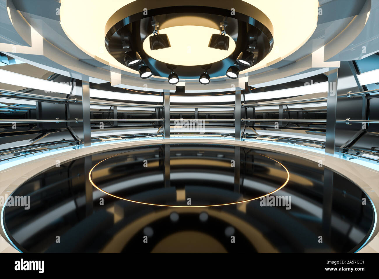 Circular technological structure building, 3d rendering Stock Photo - Alamy
