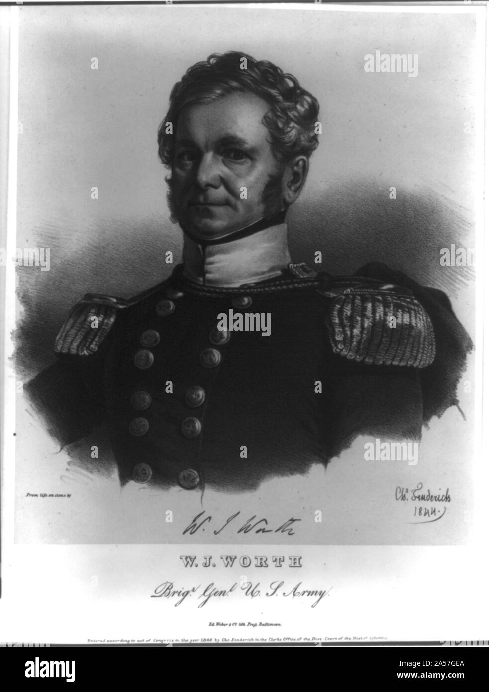 W.J. Worth, Brigr. Genl. U.S. Army Abstract: Print shows Brigadier ...