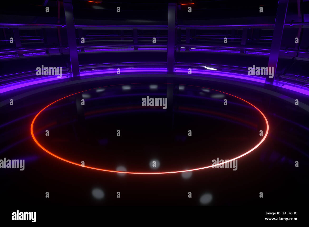 Circular technological structure building, 3d rendering Stock Photo - Alamy