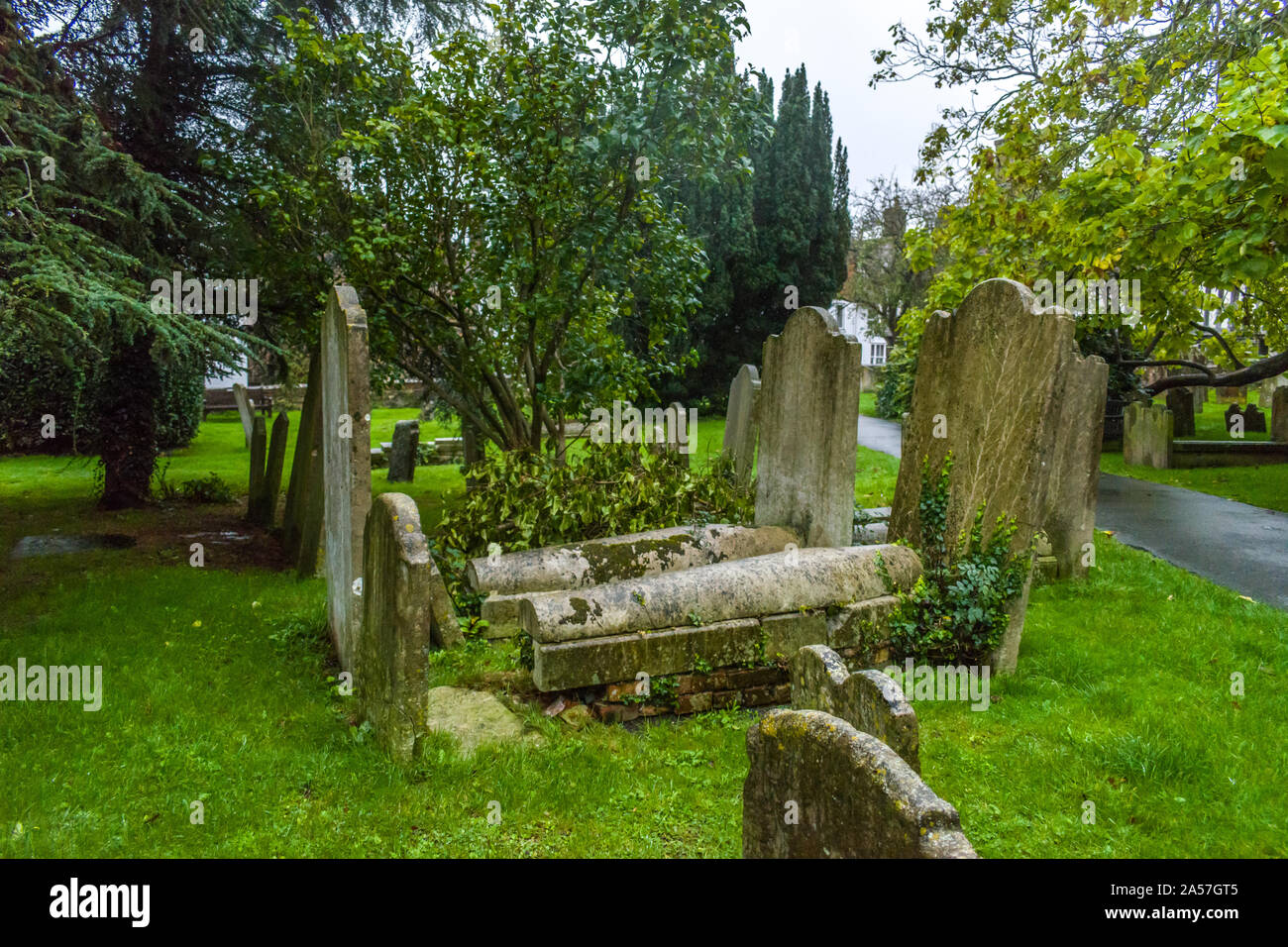 Tombstones in an English cemetery in Kent County Stock Photo - Alamy