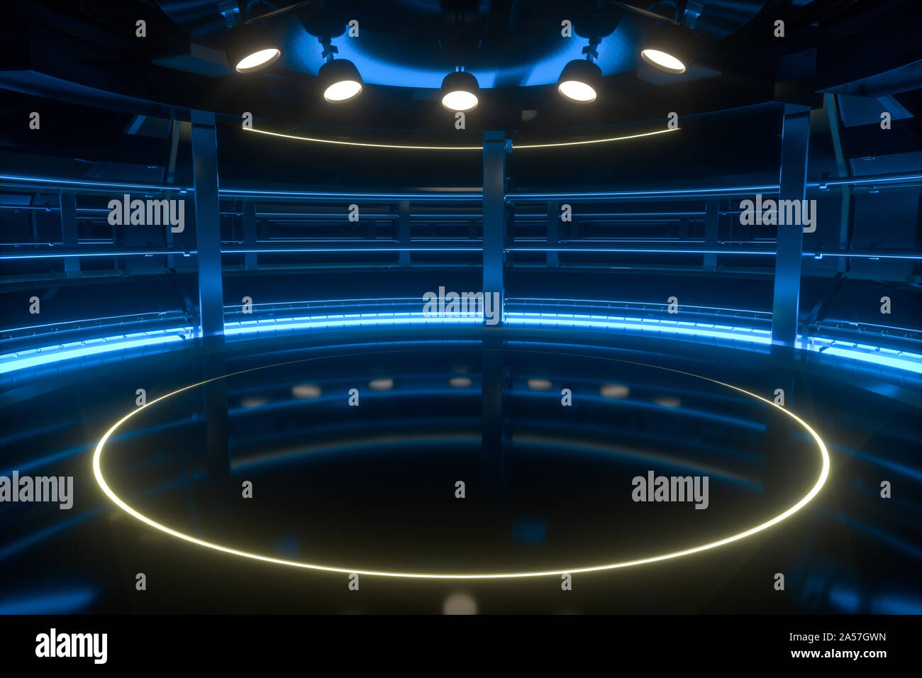 Circular technological structure building, 3d rendering Stock Photo - Alamy