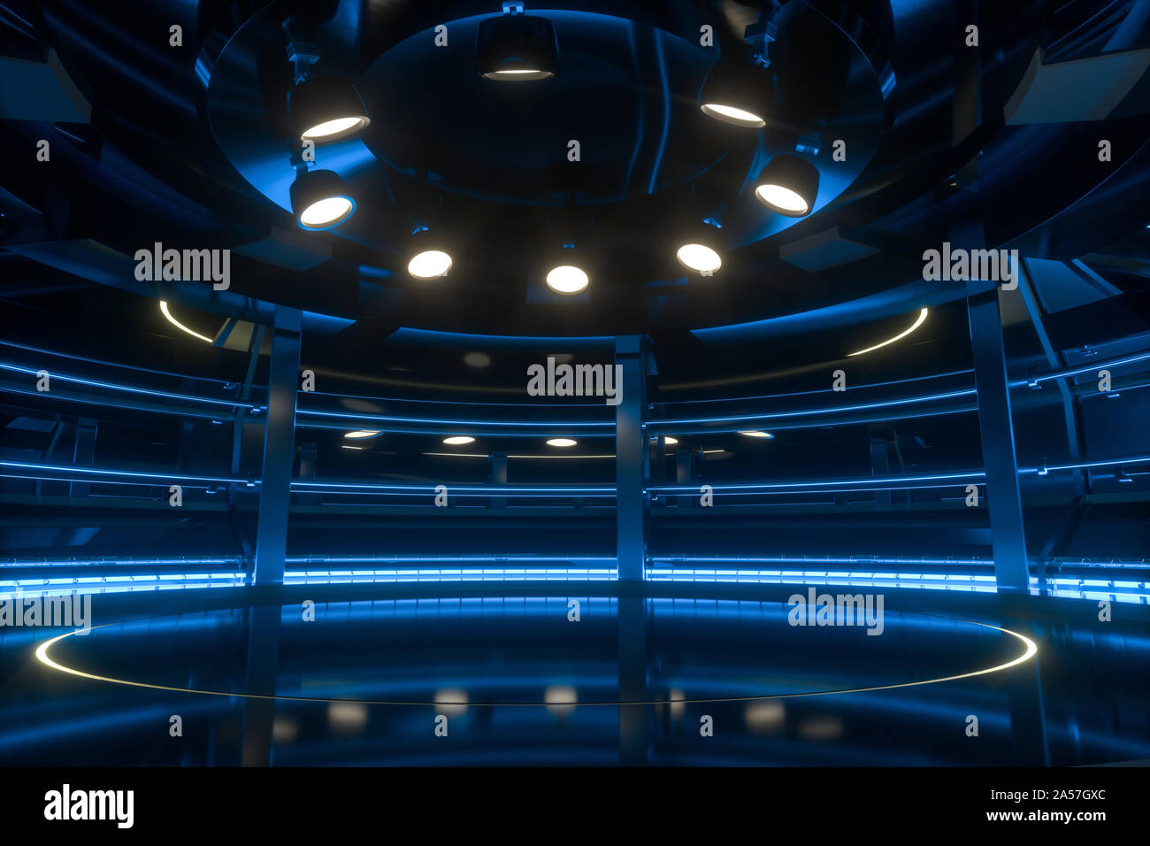 Circular technological structure building, 3d rendering Stock Photo - Alamy