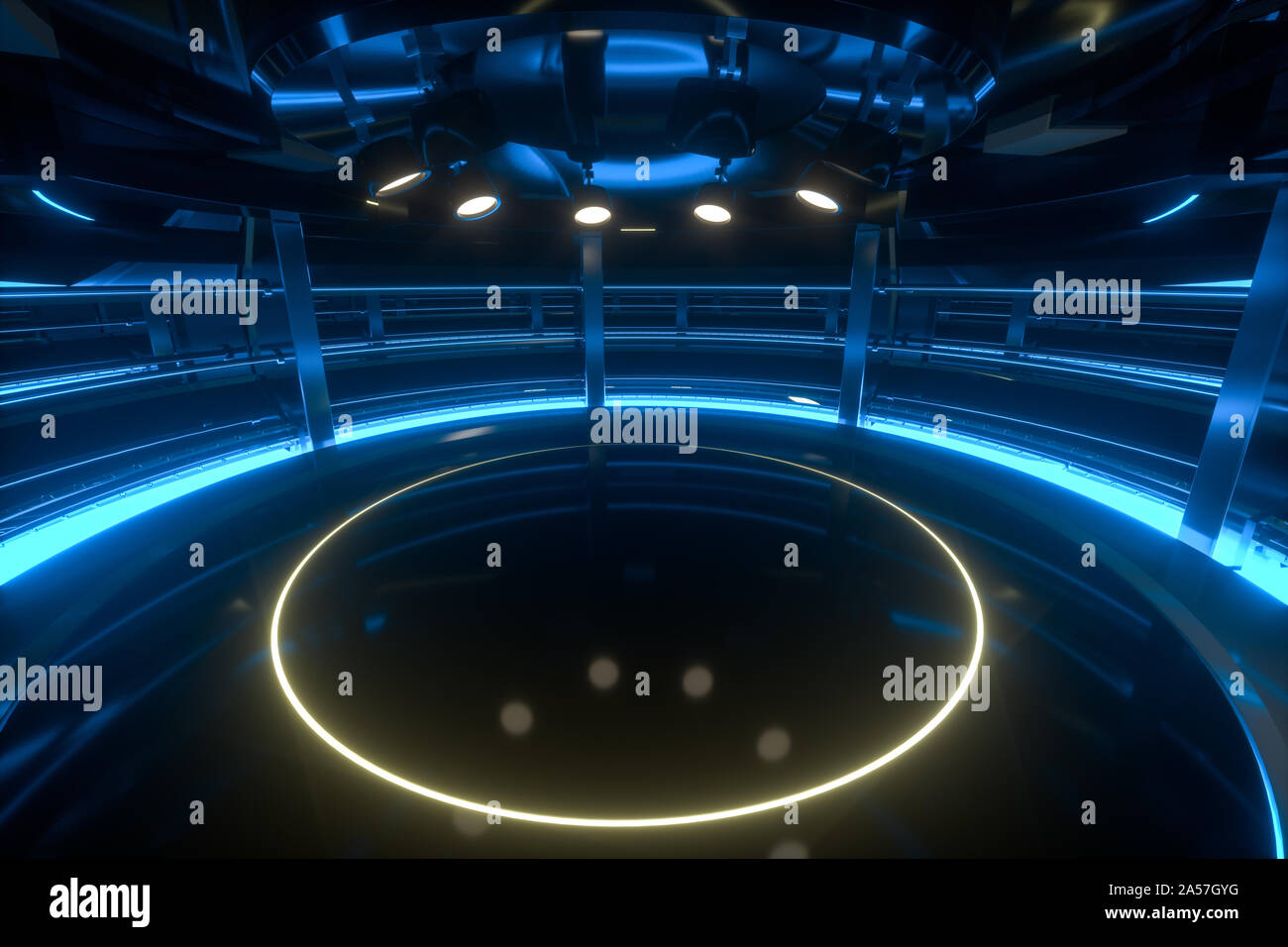 Circular technological structure building, 3d rendering Stock Photo - Alamy