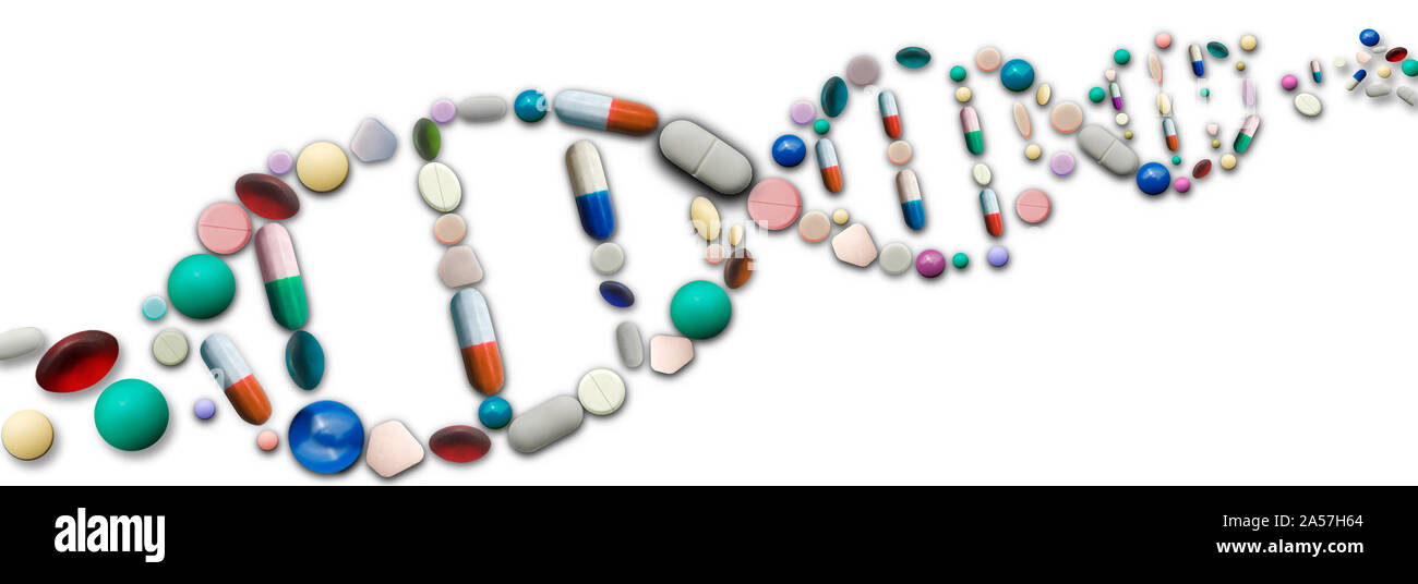 Helix model of DNA made up of pills Stock Photo - Alamy