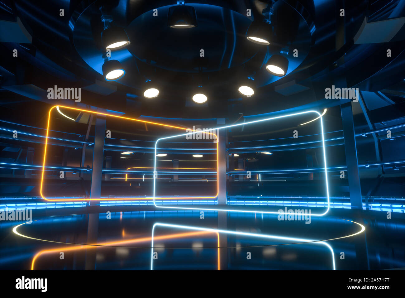 Circular technological structure building, 3d rendering Stock Photo - Alamy