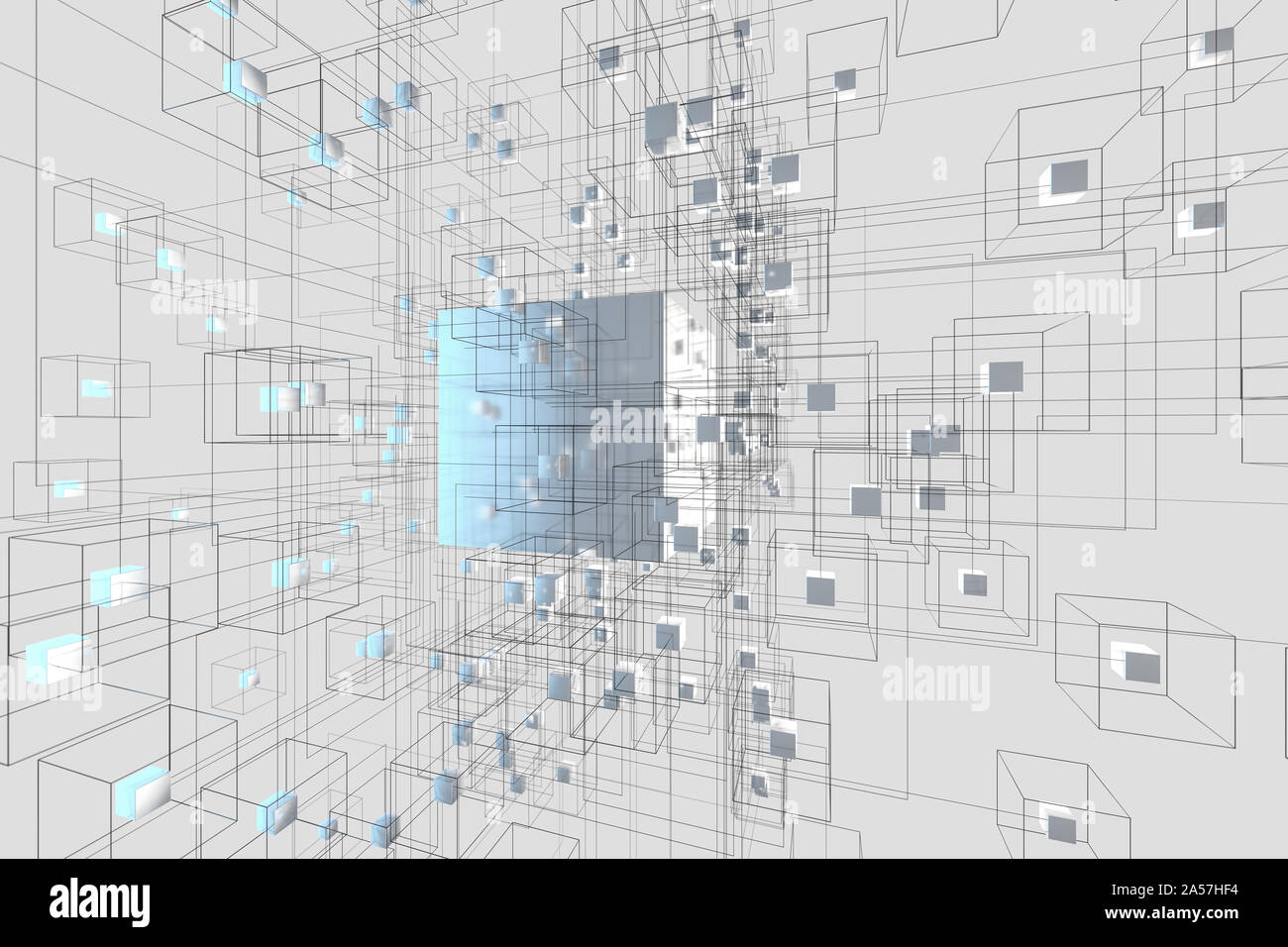 Technology background make up with cubes and lines, 3d rendering ...