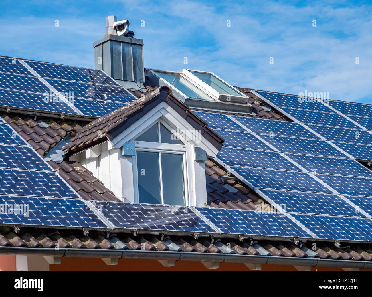 Photovoltaic solar panel on the roof Stock Photo - Alamy