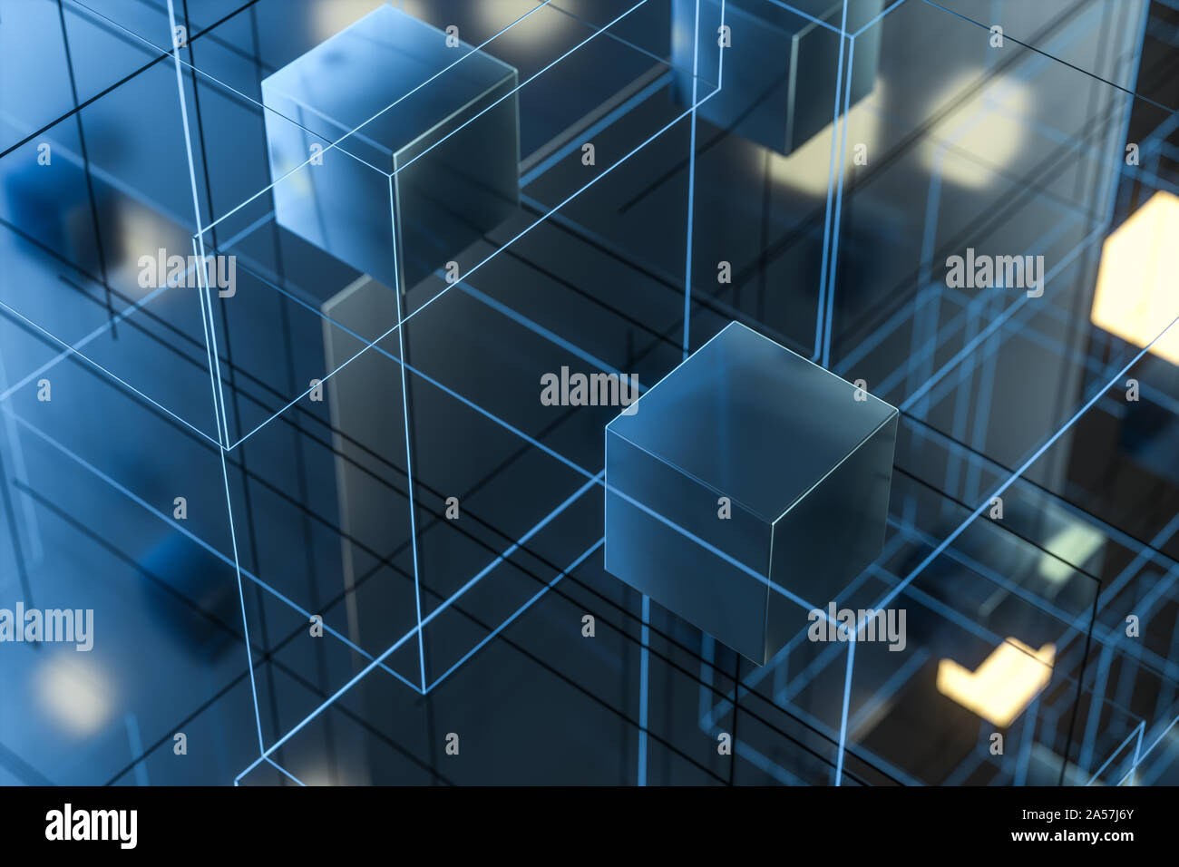 Technology background make up with cubes and lines, 3d rendering ...
