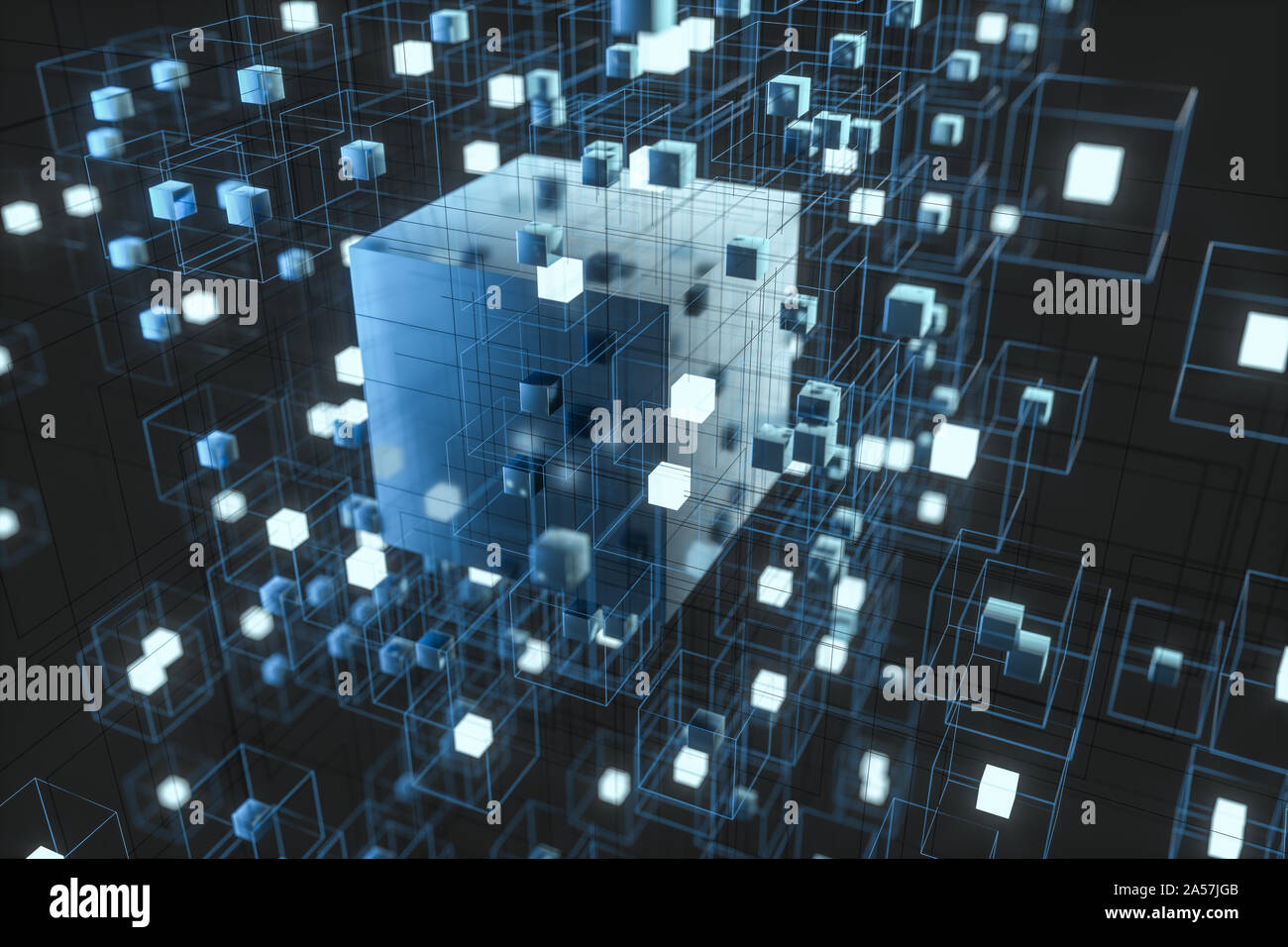 Technology background make up with cubes and lines, 3d rendering ...