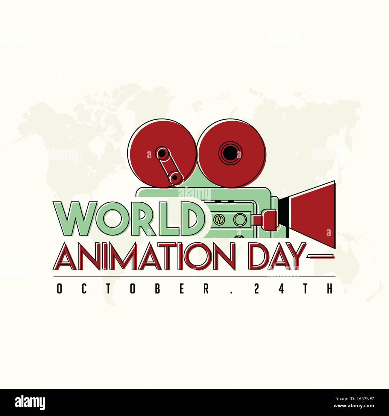 Typography for World Animation Day with camcorder vector design Stock ...