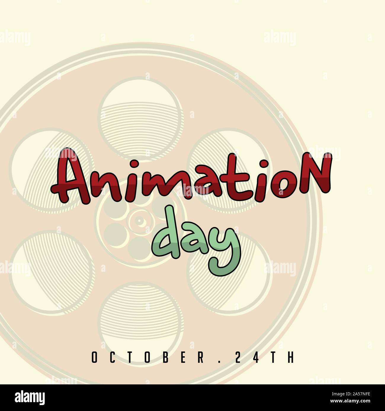 Typography for Animation Day with movie roll background Stock Vector ...