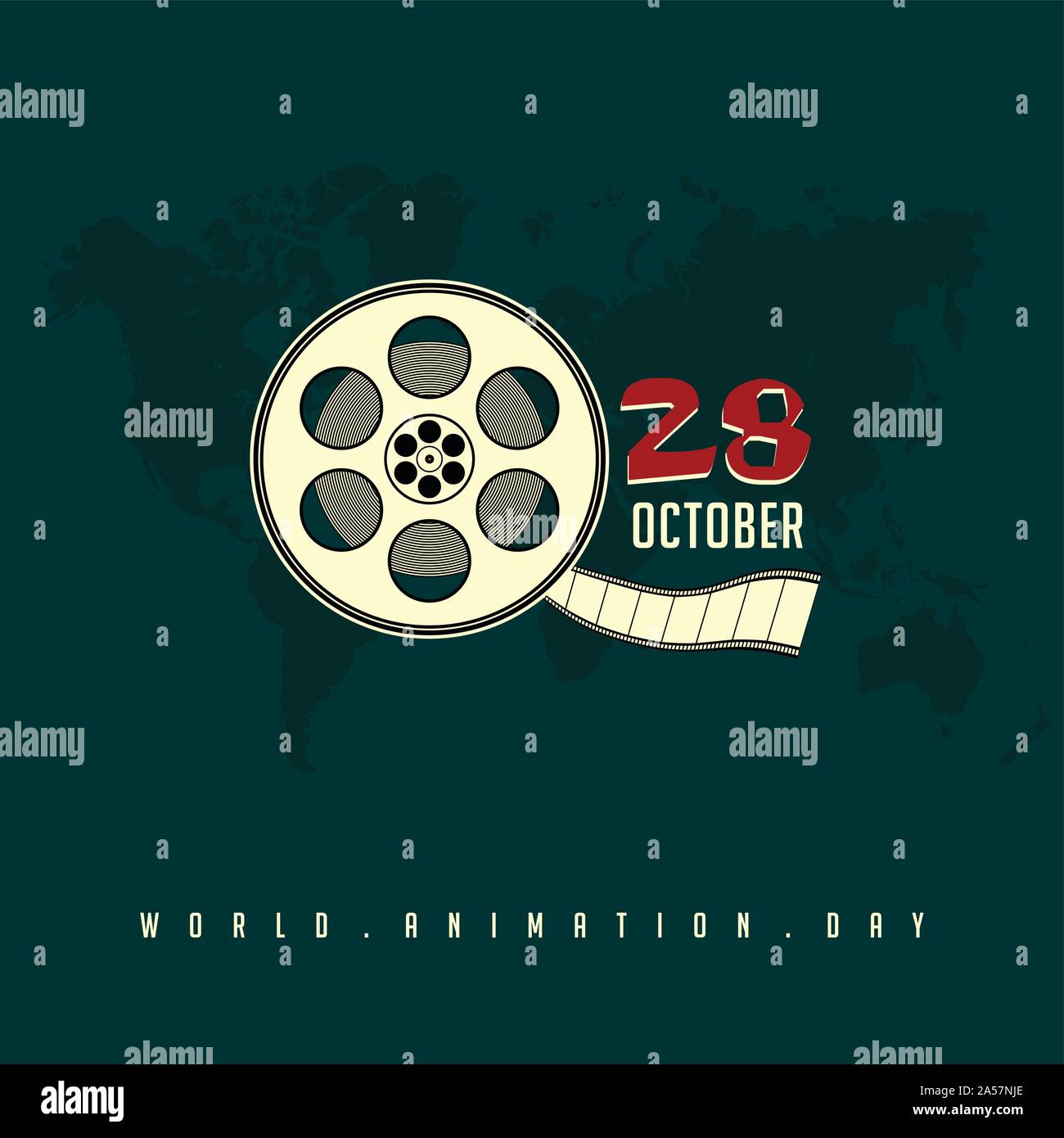 World Animation Day with movie roll vector design Stock Vector Image ...