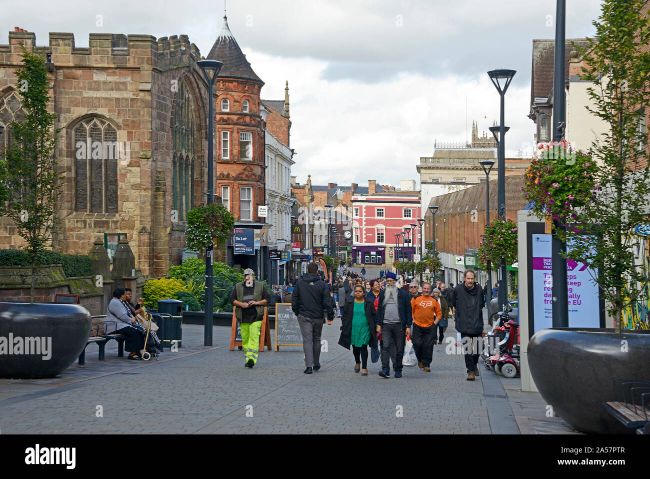 View down pedestrian way, St.Peter's Street, Derby Stock Photo - Alamy