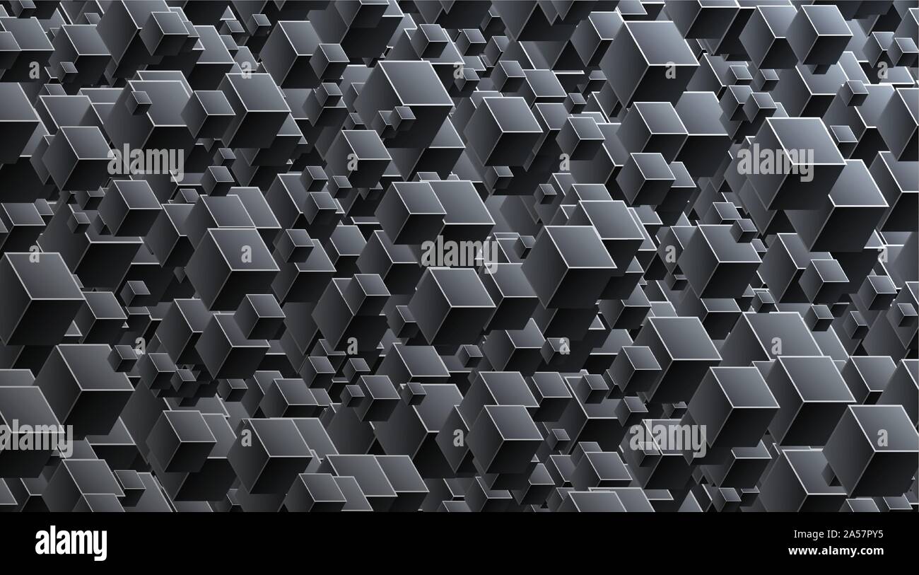 Abstract 3d cubes background. Black background connection with ...