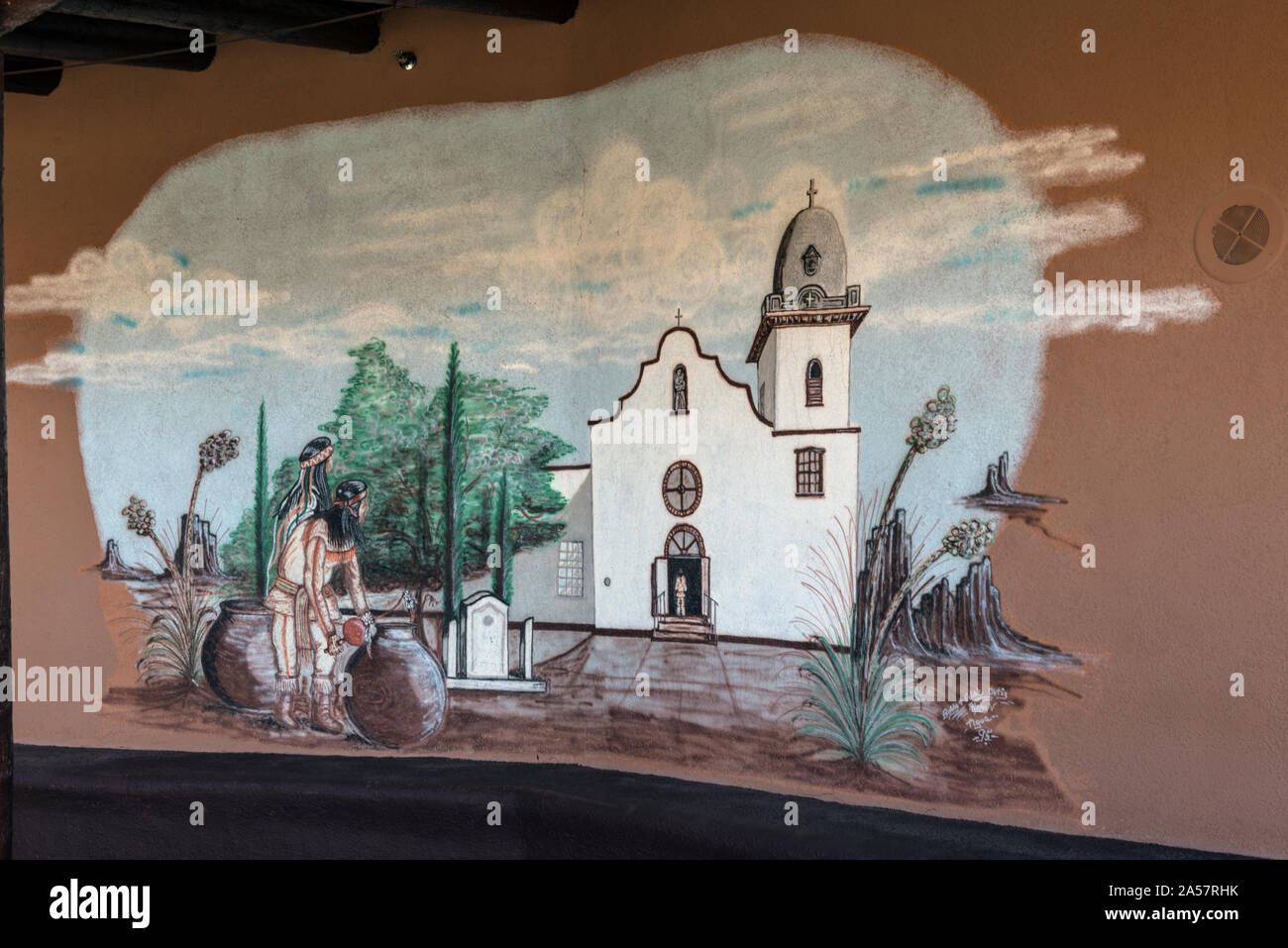 Wall art at the Tigua Indian Cultural Center at the Ysleta del Sur ...