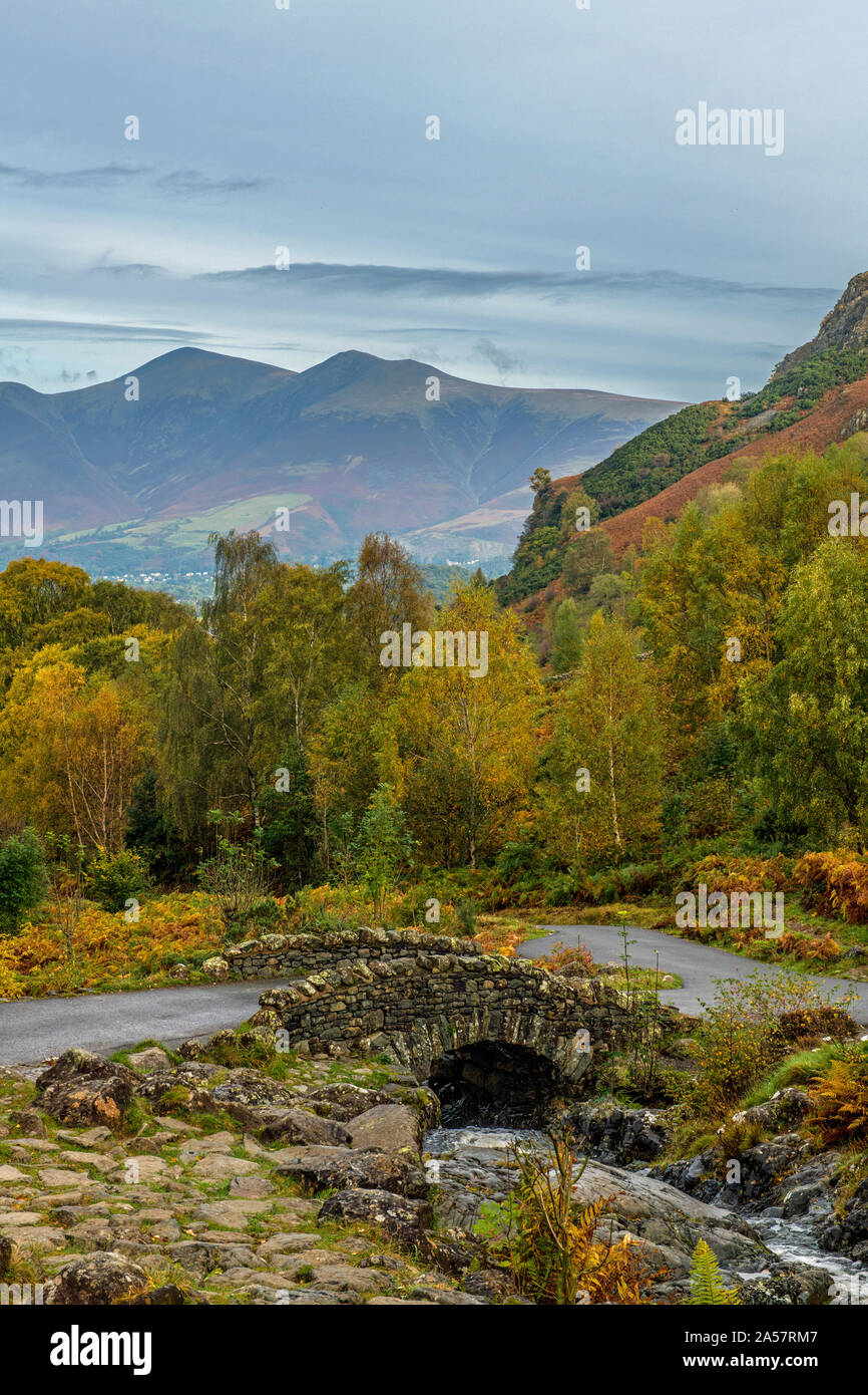 Ashness Bridge on the road to Watendlath out of Borrowdale in the Lake ...