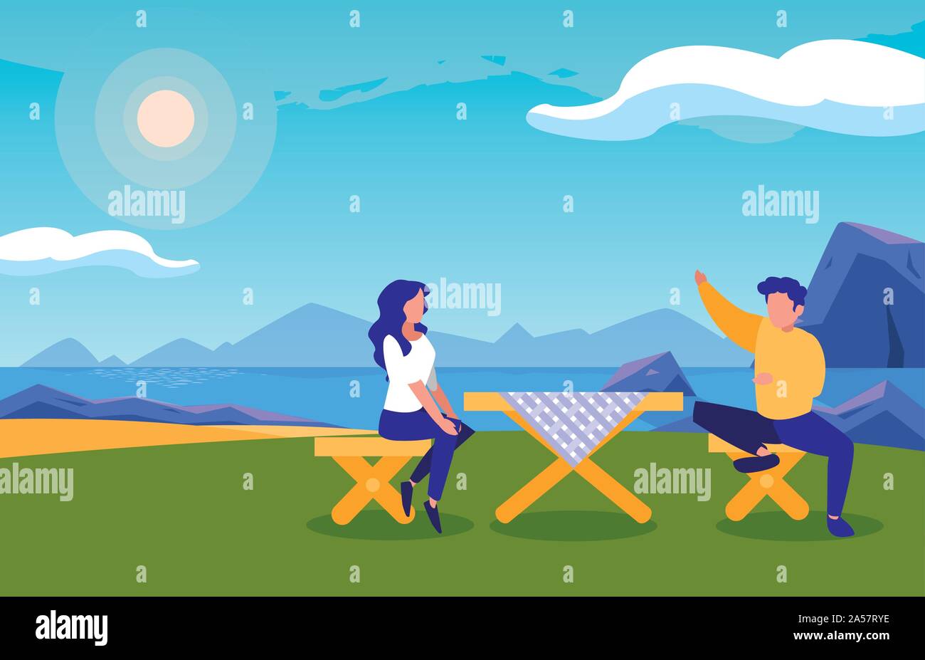 Sitting seated restaurant table Stock Vector Images - Alamy