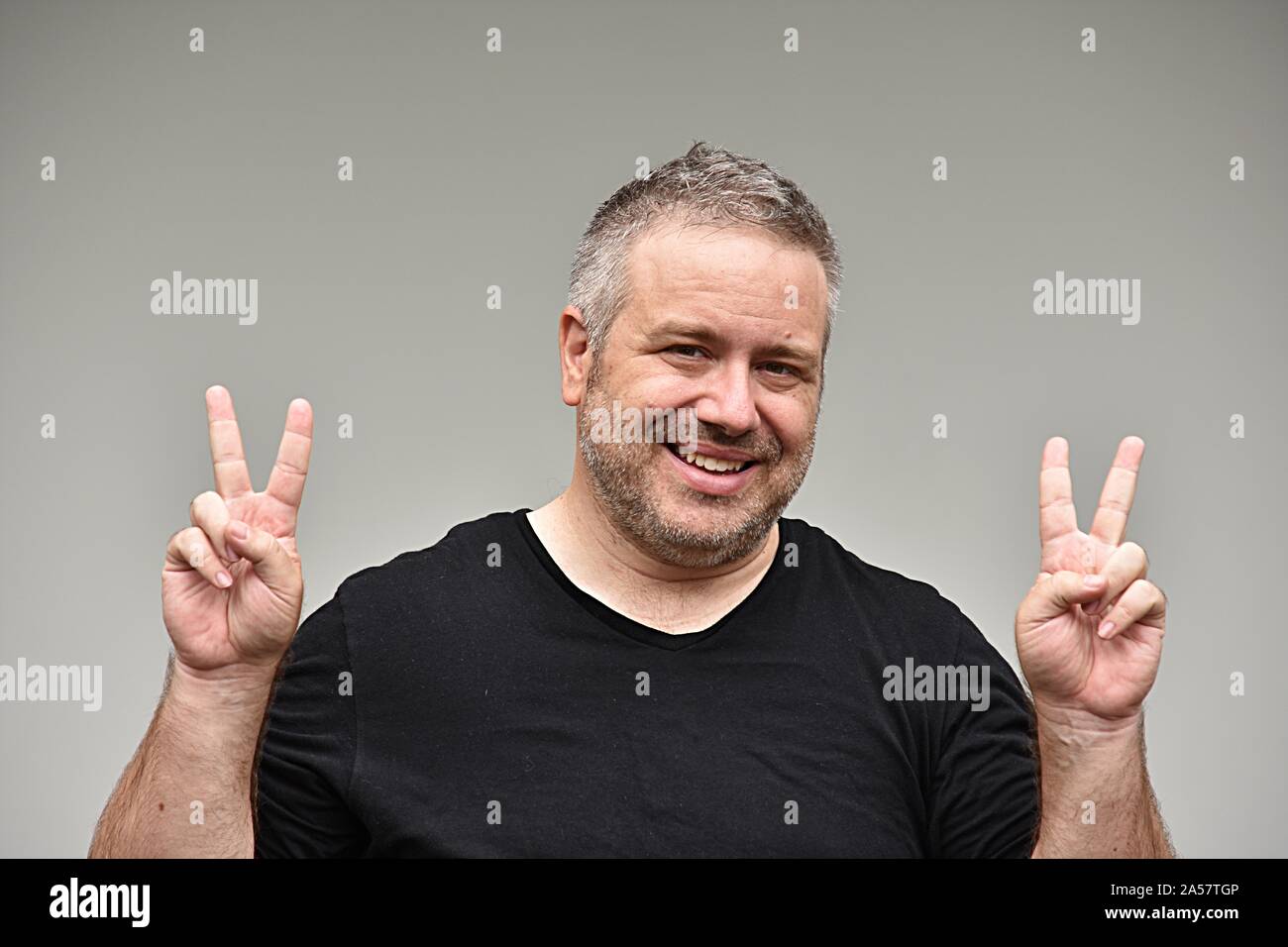 White Man And Peace Sign Stock Photo - Alamy
