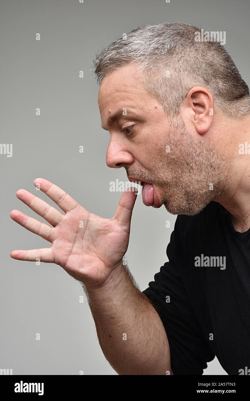 An Overweight Adult Male Vomiting Stock Photo - Alamy