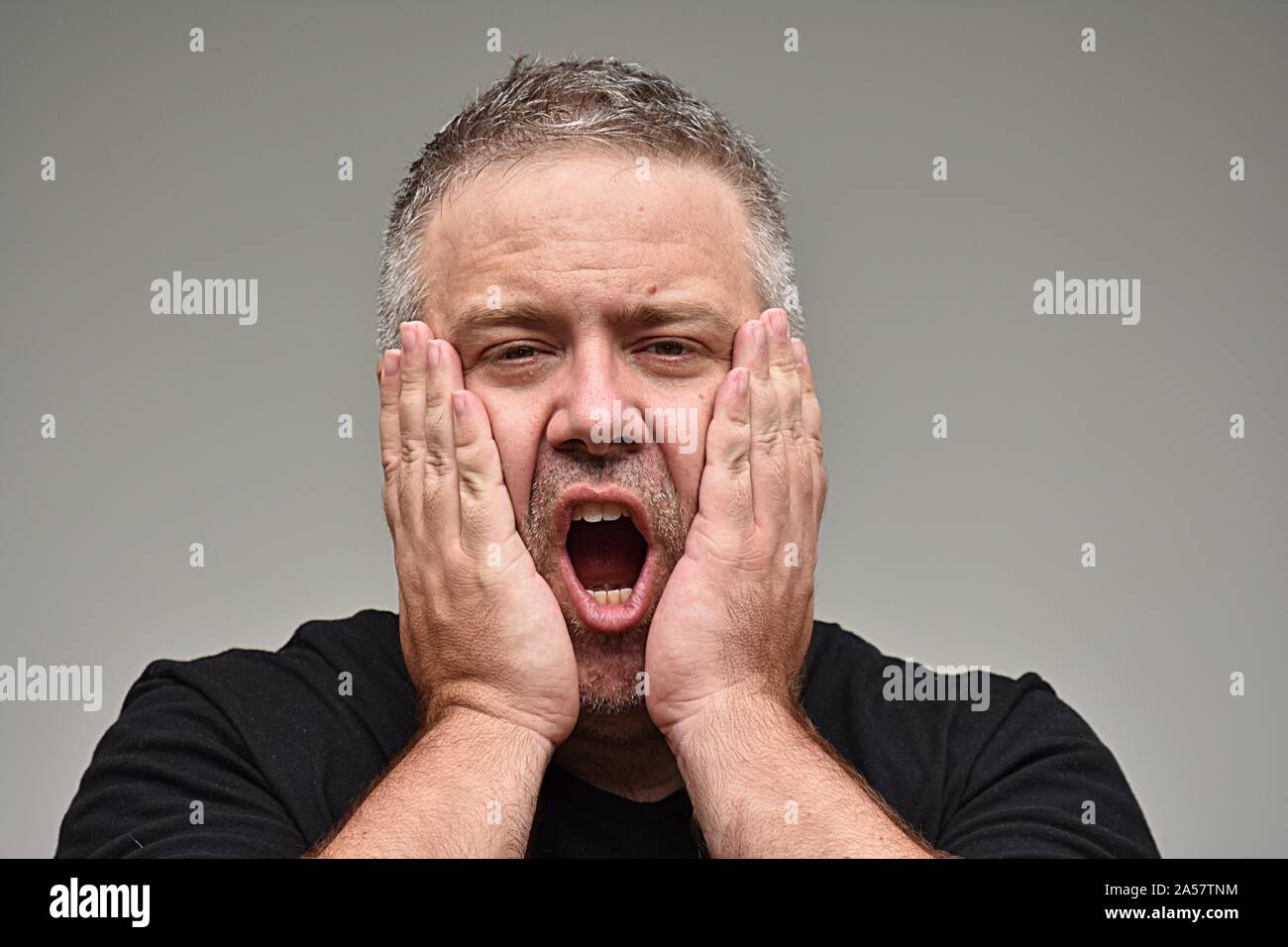 Surprised Fat Man Stock Photo - Alamy