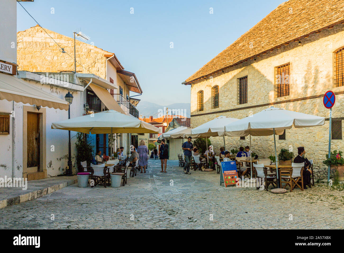 A typical view in omodos in Cyprus Stock Photo - Alamy