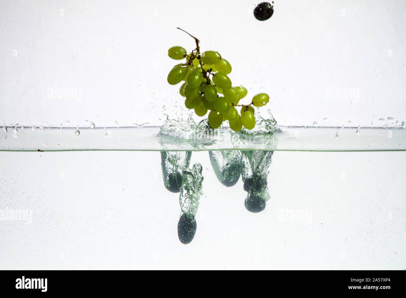 grape in water. splash of water and fruit floating in it Stock Photo ...