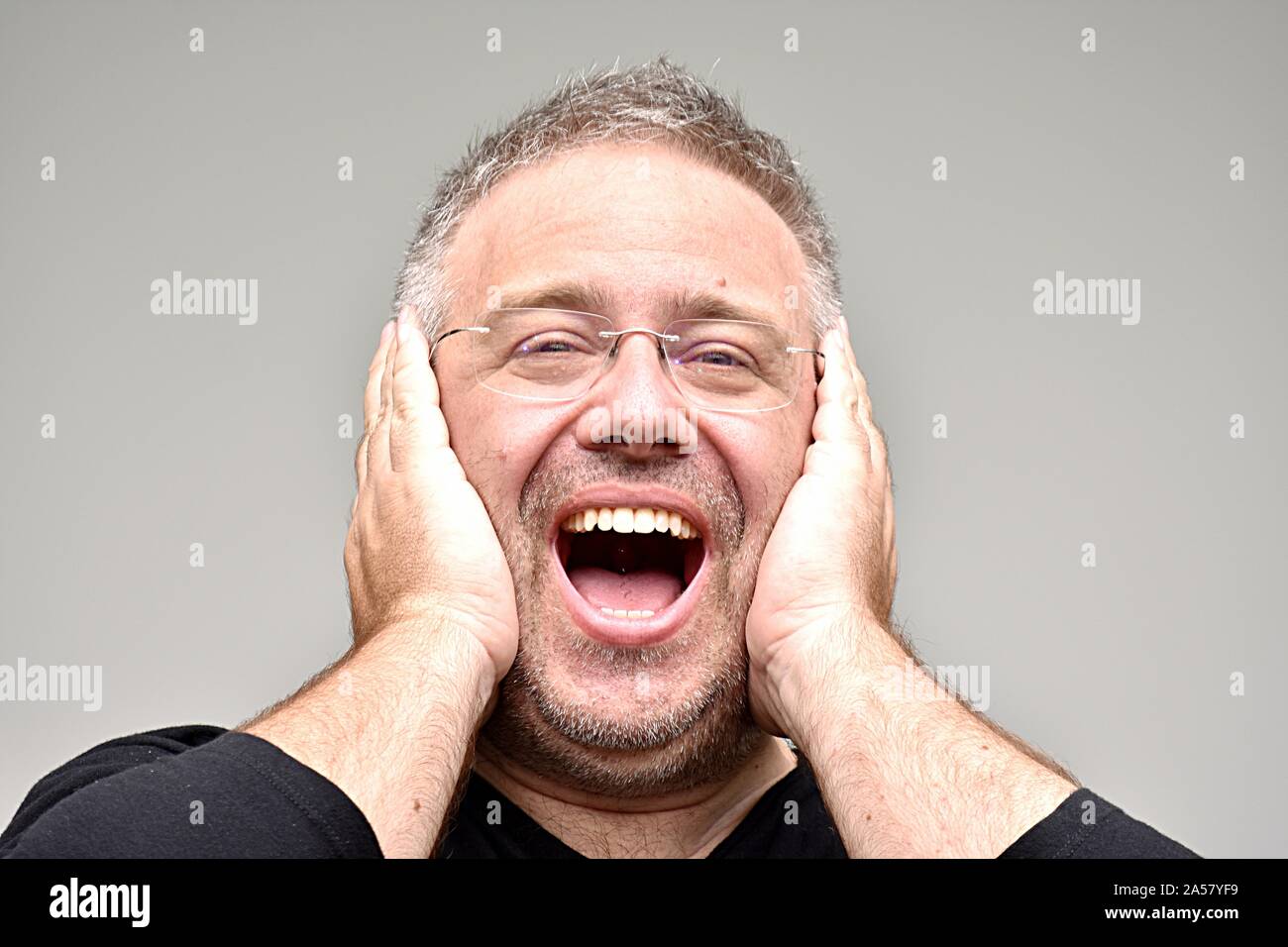 An Unshaven Person Laughing Stock Photo - Alamy